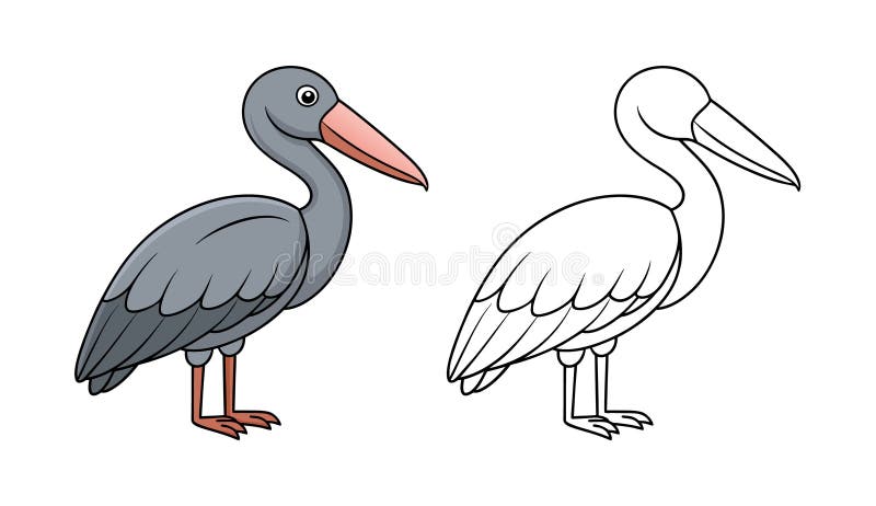 Stunning Asian Openbill Bird Colorful Illustration Stock Vector ...