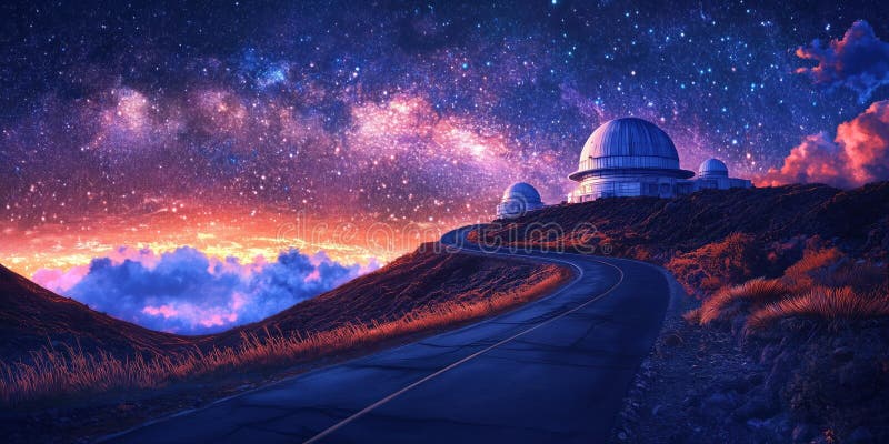 Stunning Astronomical Observatory Under a Starry Night Sky with Vibrant ...