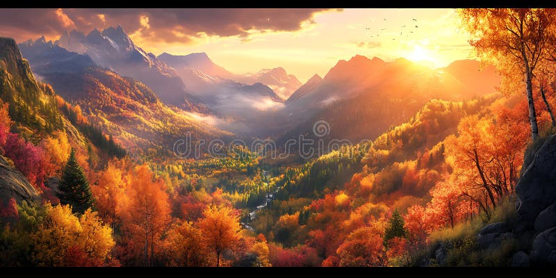 Stunning Autumn Landscape Sunset HighResolution Nature Wallpaper Stock ...