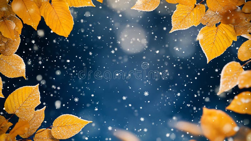 Stunning Autumn Leaves in First Snowfall Winter High Quality Image ...