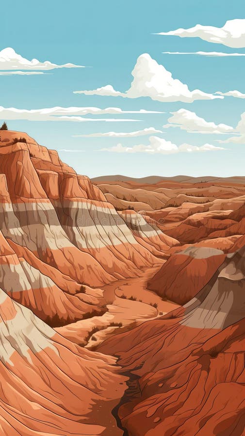 Stunning Badlands Landscape with Flat Colour and Simple Closeup Stock ...