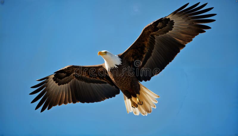 Majestic Bald Eagle Soaring Against a Clear Blue Sky Stock Illustration - Illustration of sharp ...