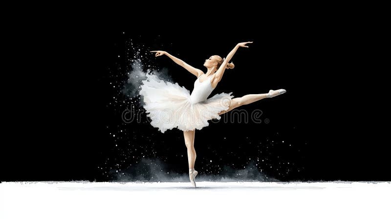 Graceful Ballet Dancer Performing an Elegant Move on Stage with ...