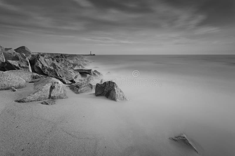 Stunning Beach with the Lighthouse in Background Stock Image - Image of ...