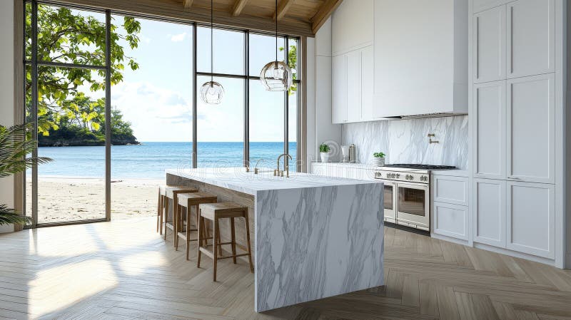 Beachfront Kitchen Design Coastal House Interior Photography Bright ...