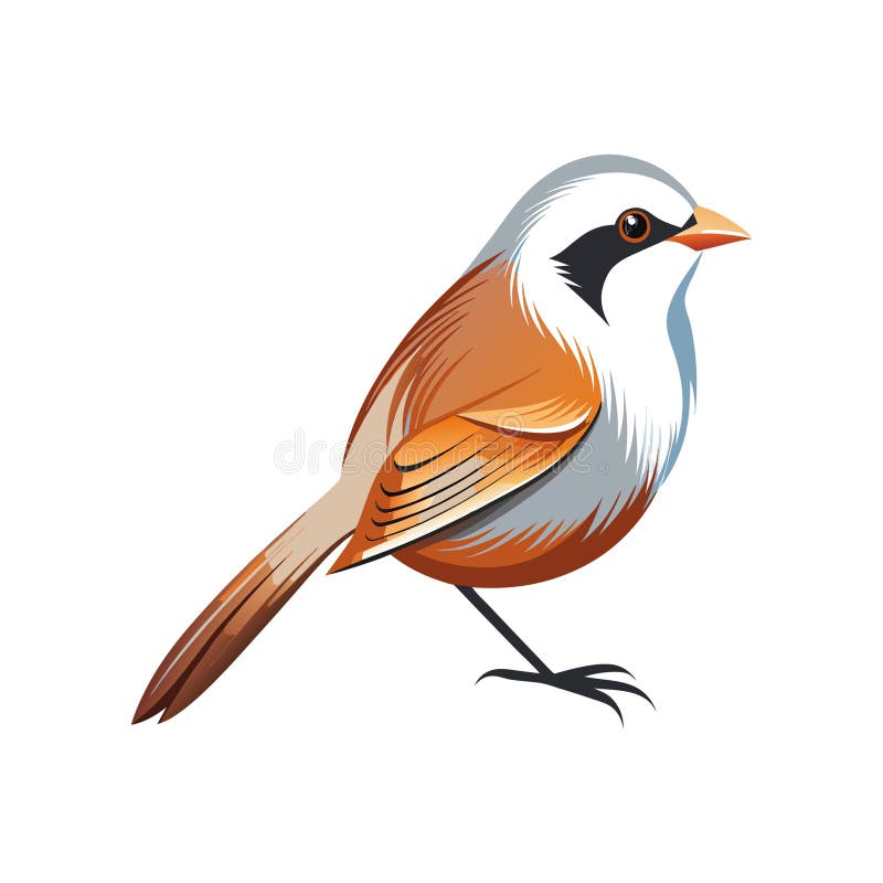 Stunning Bearded Reedling Bird Colorful Illustration Stock Image ...