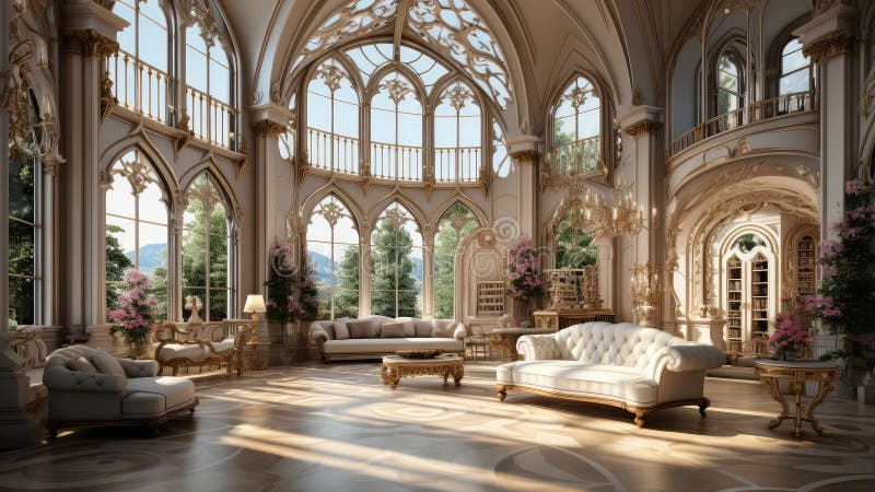 Stunning Beautiful Huge Luxury Mansion Interior with a Great View Stock ...