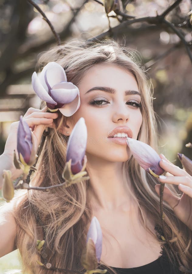 Stunning Beauty Fashion Look Woman With Sensual Lips Looks Attractive