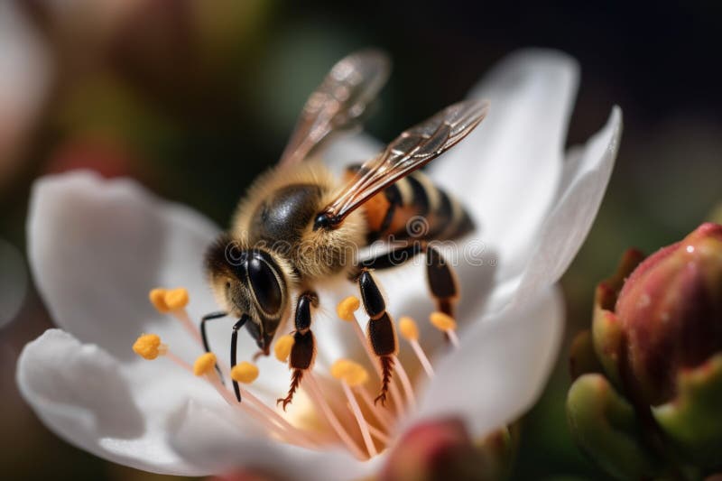 A Stunning Bee Collecting Nectar from Flower Stock Illustration ...