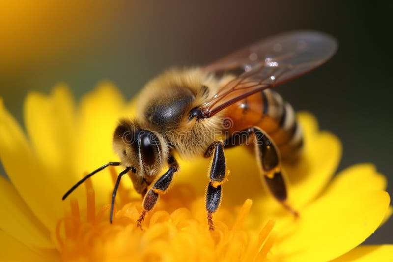 A Stunning Bee Collecting Nectar from Flower Stock Photo - Image of ...