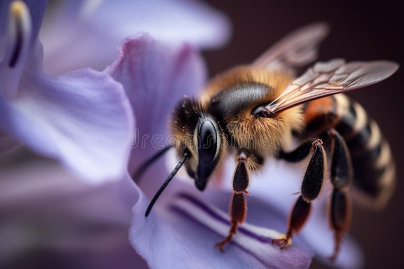 A Stunning Bee Collecting Nectar from Flower Stock Illustration ...