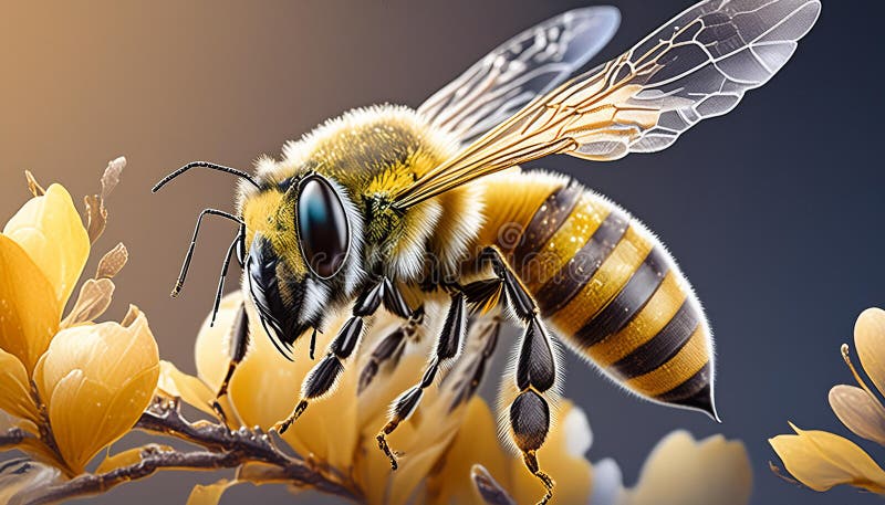 A Stunning Bee is Flying, Isolated on Transparent Background, Macro ... A Stunning Bee is Flying, Isolated on Transparent Background, Macro ...