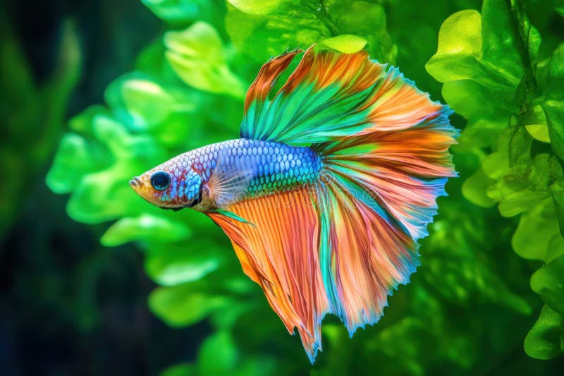 Stunning Betta Fish in Vibrant Colors Stock Illustration - Illustration ...