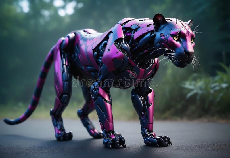 The Stunning Bionic Panther Robot Stock Illustration - Illustration of ...