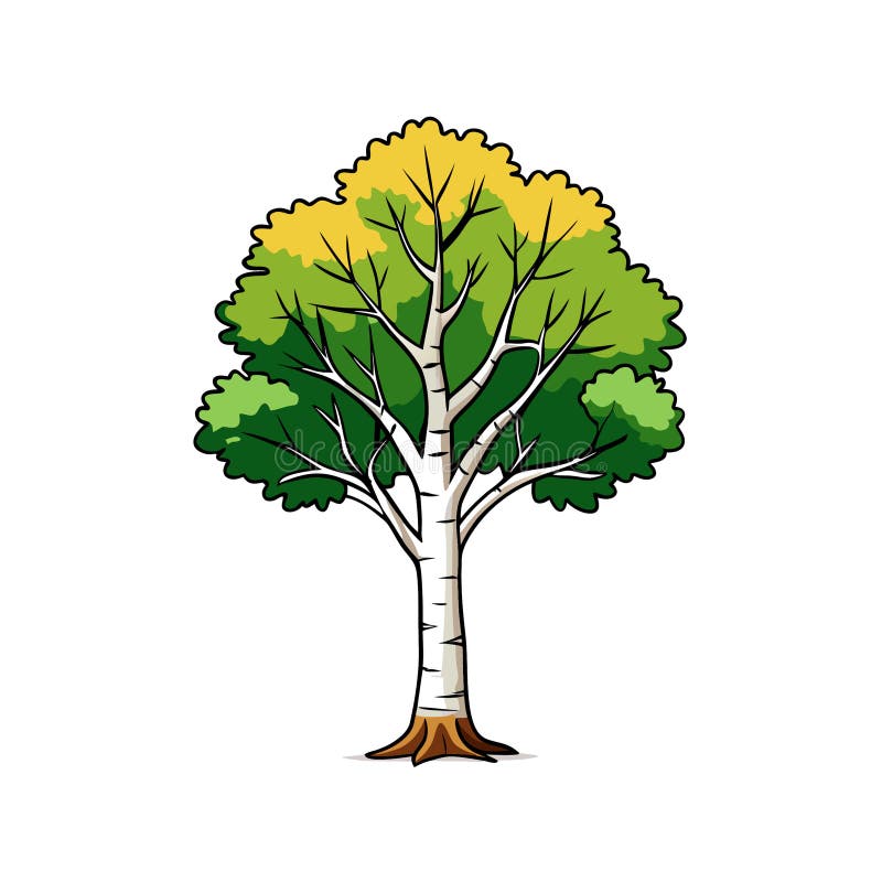 Stunning Birch Tree Design with Bold Outline Stock Illustration ...
