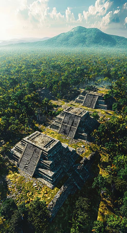Stunning Bird S-Eye View of Ancient Mayan Pyramids Amidst a Forest ...