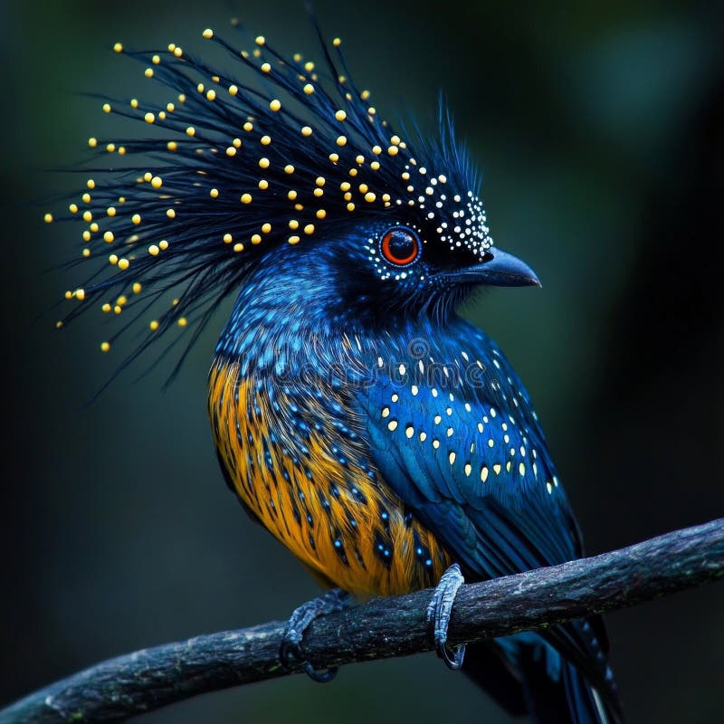 A Vibrant Bird with Striking Features Perched on a Branch. Its Unique ...
