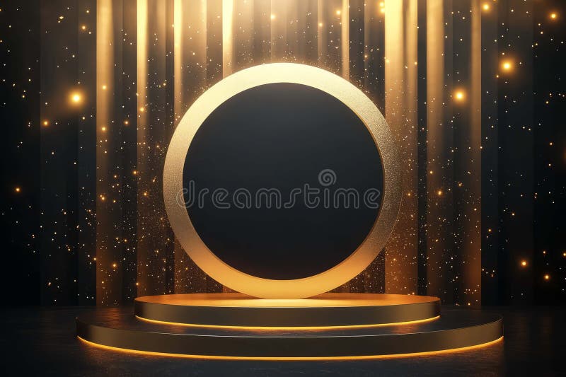 Stunning Black and Gold Circle Stage with Light Effects, Perfect for ...