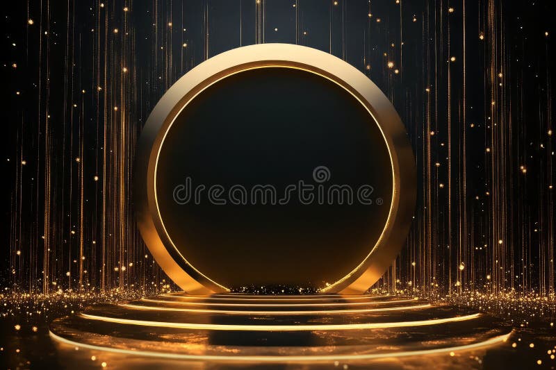 Stunning Black and Gold Circular Stage with Light Effects, Perfect for ...