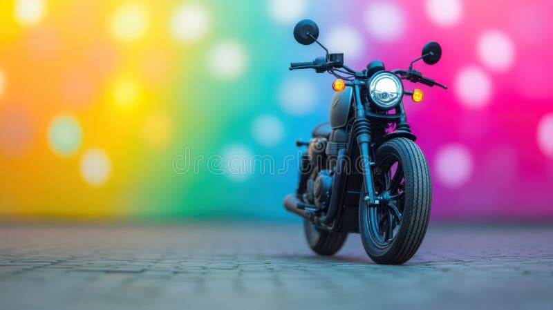 Stunning Black Motorcycle on a Colorful Background Stock Illustration ...