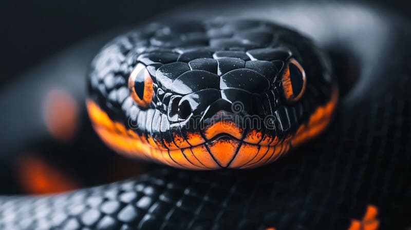 Stunning Black and Orange Snake Close-up Isolated on White Background ...