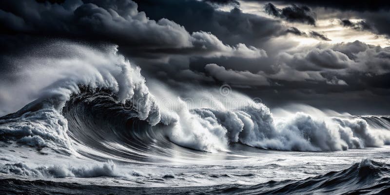 Stunning Black and White Animated Ocean Waves a LowLight Video ...