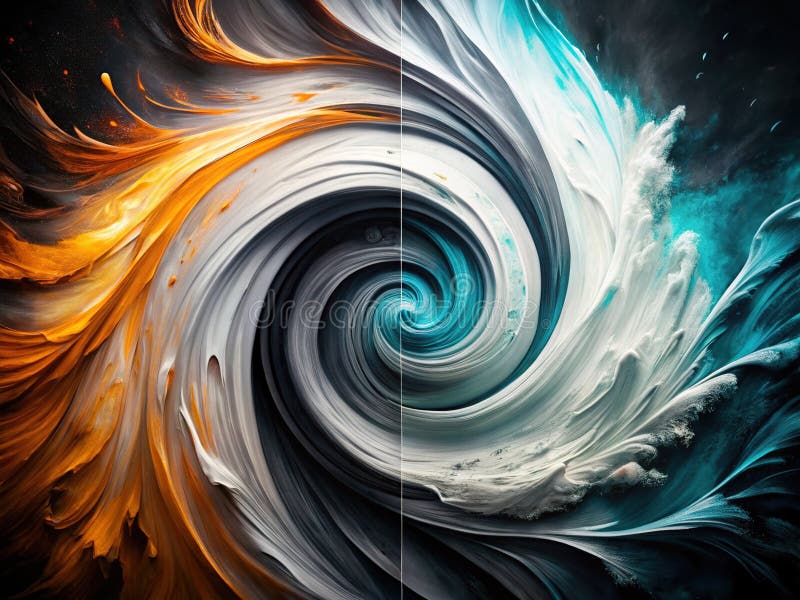 Stunning Black and White Double Exposure Swirl Paint Abstract Art a ...