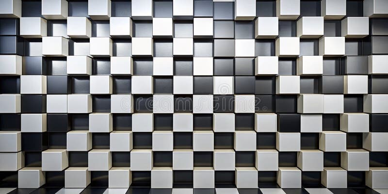 Stunning Black and White Geometric Square Pattern a Panoramic Abstract ...