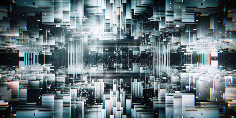 A Stunning Black and White Glitch Pixel Art Background Distorted Code ...