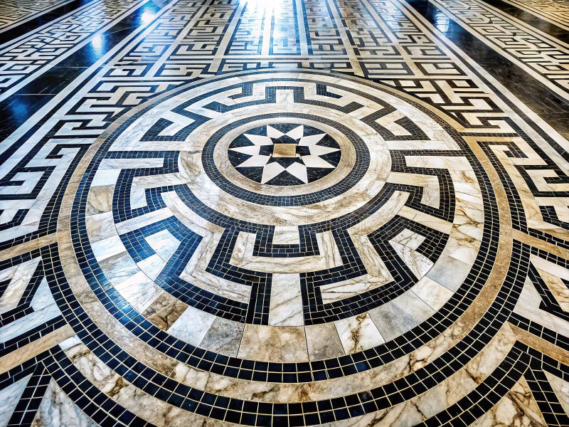 Stunning Black and White Meander Stone Flooring Design an Architectural ...
