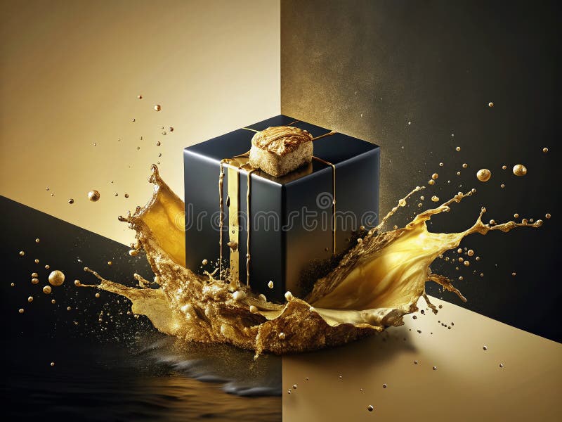 Stunning Black and White Pastry Box Asymmetrical Design Gold Reflection ...