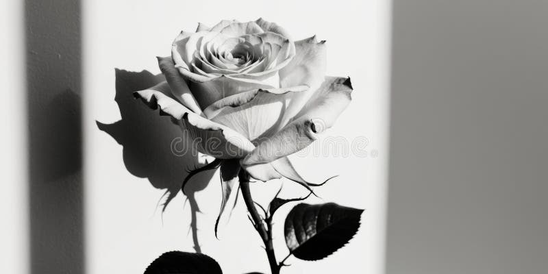 Stunning Black and White Rose in Full Bloom with Dramatic Shadows ...