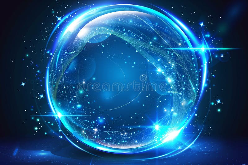 A Stunning Blue Bubble Sphere Protection Shield Surrounded by Sparkles ...