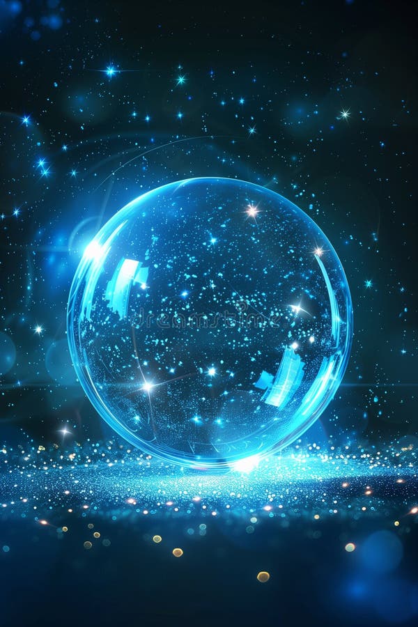 A Stunning Blue Bubble Sphere Protection Shield Surrounded by Sparkles ...