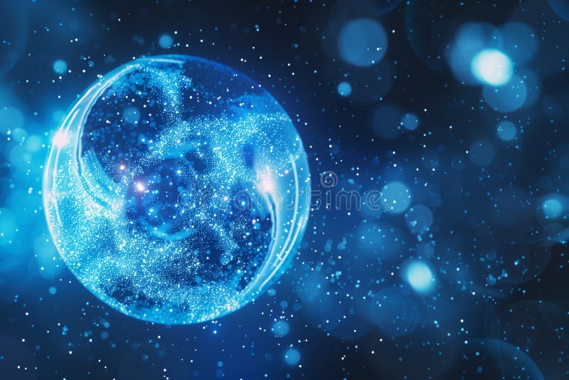 A Stunning Blue Bubble Sphere Protection Shield Surrounded by Sparkles ...