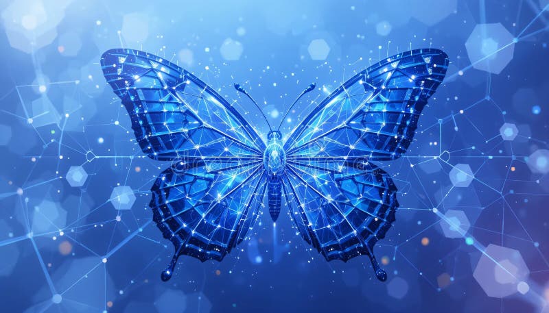 Digital Blue Butterfly with Circuitry Design Stock Illustration ...