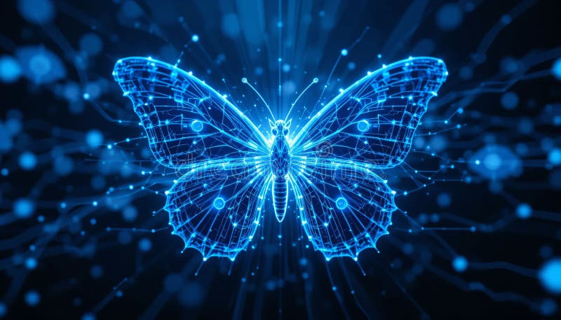 Digital Blue Butterfly with Circuitry Design Stock Illustration ...