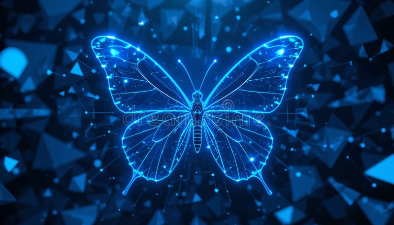Digital Blue Butterfly with Circuitry Design Stock Illustration ...