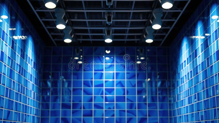 Stunning Blue Ceramic Wall Pattern with Modern Ceiling Light a ...