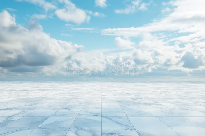 Stunning Blue Cloudy Sky Backdrop with a Clean Floor Scene, Horizon ...