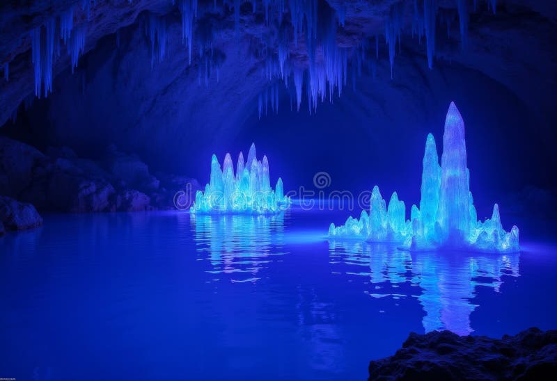 Stunning Blue Crystal Formations Rise from Calm Waters Inside a ...
