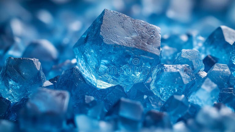 Stunning Blue Crystals with Glittering Reflections and Depth Stock ...