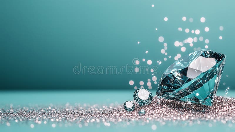 Sparkling Blue Diamond with Shimmering Particles on a Luxurious ...