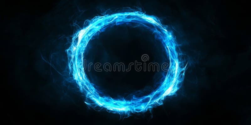 A Stunning Blue Fire Ring Displayed Vividly on a Solid Black Background ...