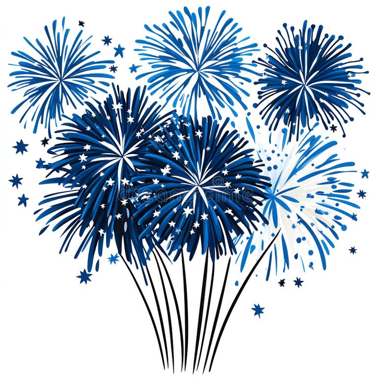 Stunning Blue Fireworks Display Celebration Design Element Stock ...