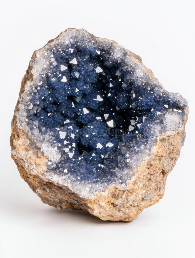 Stunning Blue Geode Crystal Specimen Stock Illustration - Illustration ...