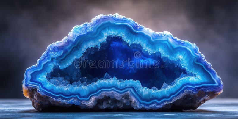 Stunning Blue Geode Showcasing Intricate Layers and Crystal Formations ...