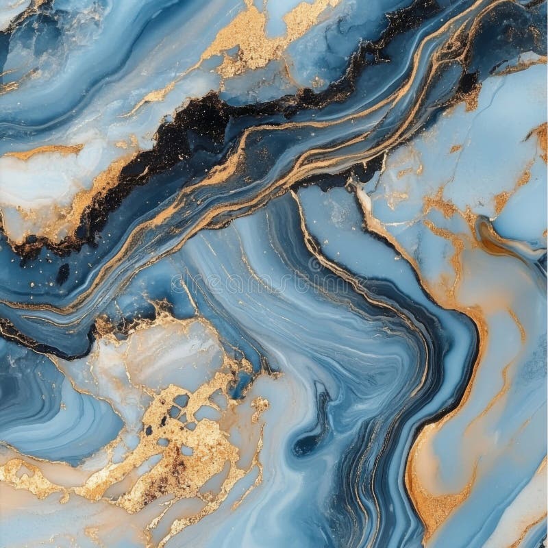 Stunning Blue Gold Marble Texture Elegant Swirling Patterns Stock ...