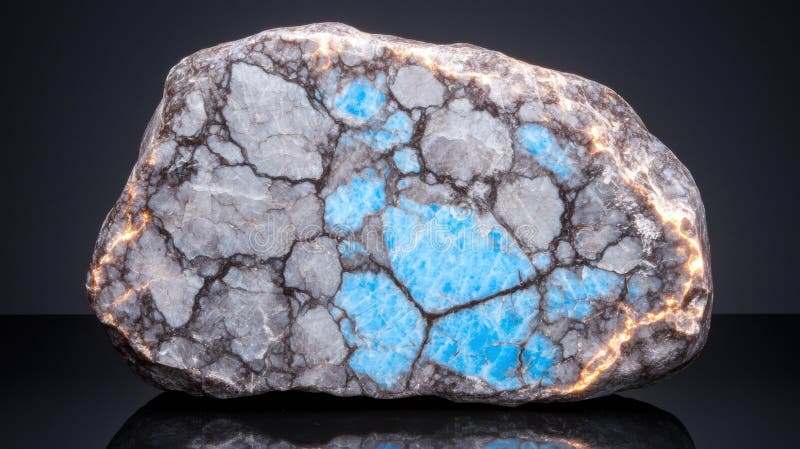 Stunning Blue and Gray Mineral Rock Specimen Stock Illustration ...