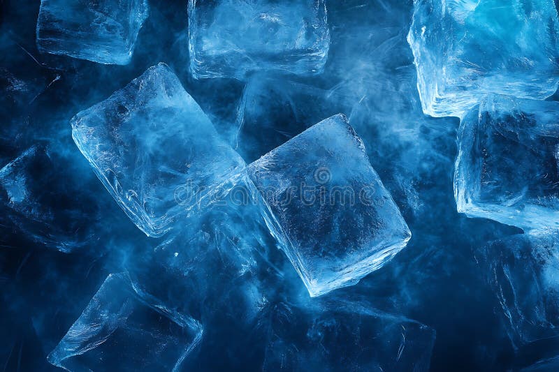 Stunning Blue Ice Cubes Background Crystalline Texture, Cold Drink ...